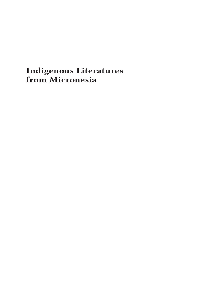 Indigenous Literatures From Micronesia-University of Hawaii Press (2019 ...