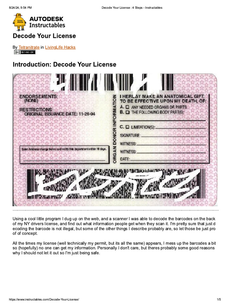 Decode Your License - 4 Steps - Instructables | PDF