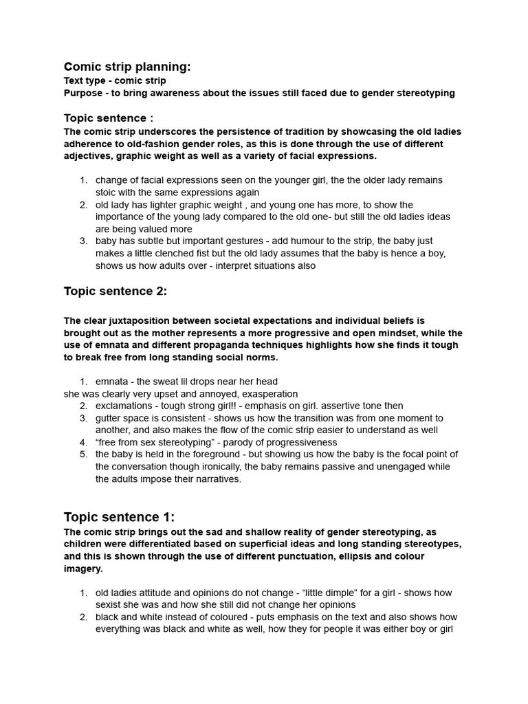 Comic Strip Planning | PDF