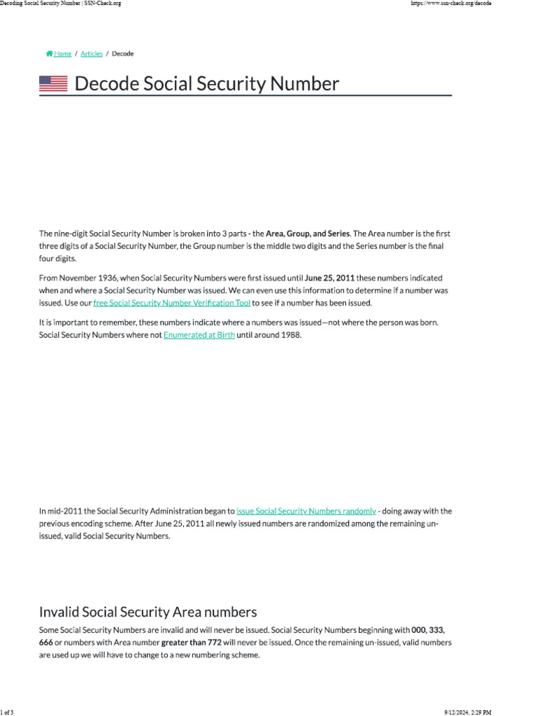 Decoding Social Security Numbers | PDF