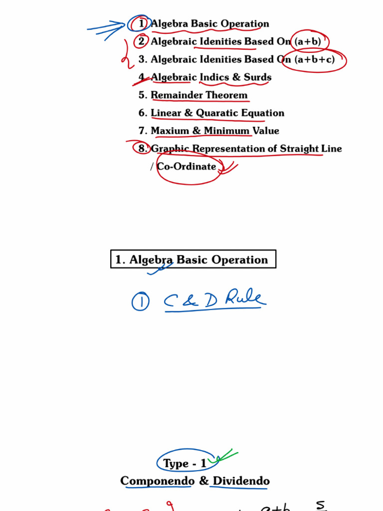 Algebra (Basic Operation) Classnotes - 333624239 | PDF