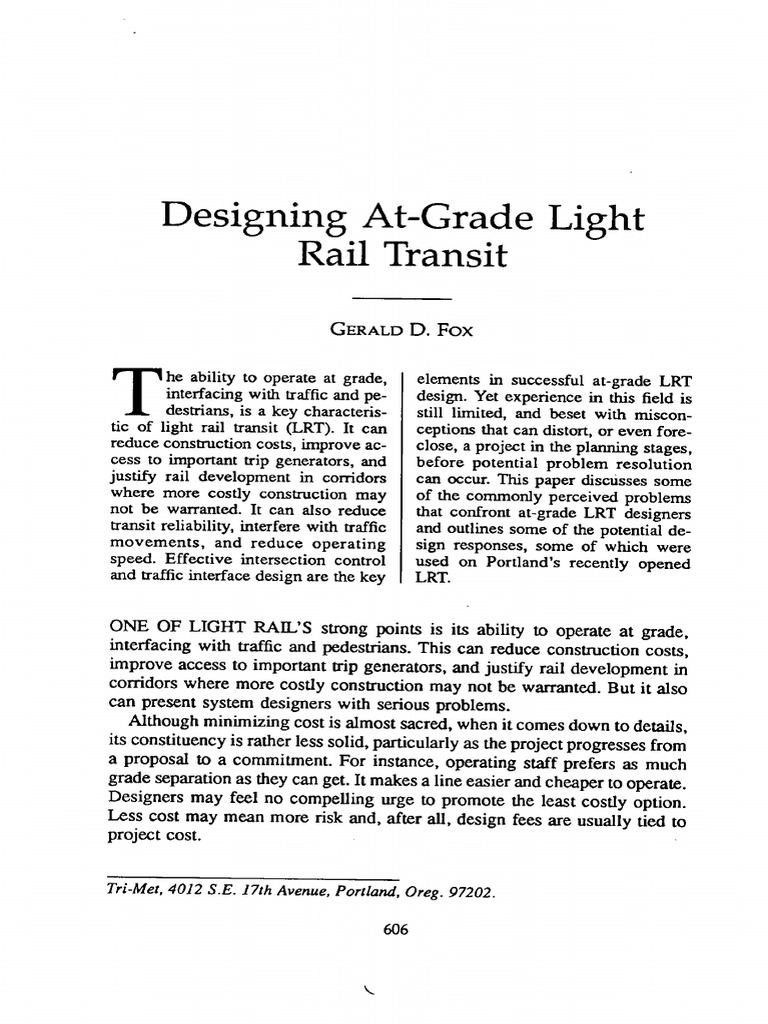 At Grade Crossing Pdf