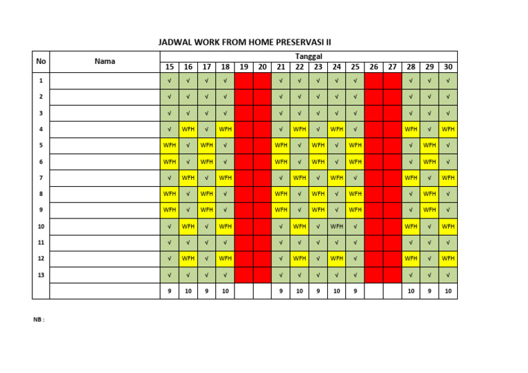 Jadwal WFH Bulan Juni | PDF