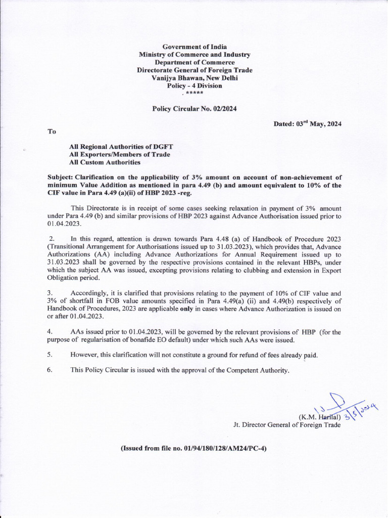 Policy Circular No 02 | PDF