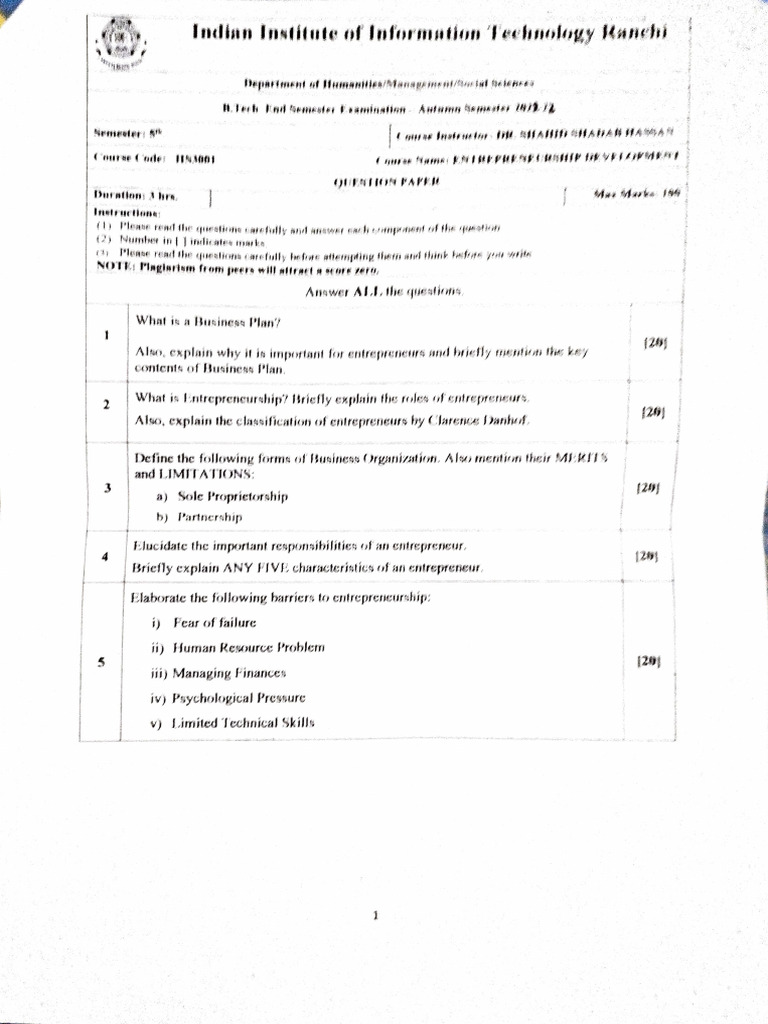 5th Sem Last Year QP | PDF