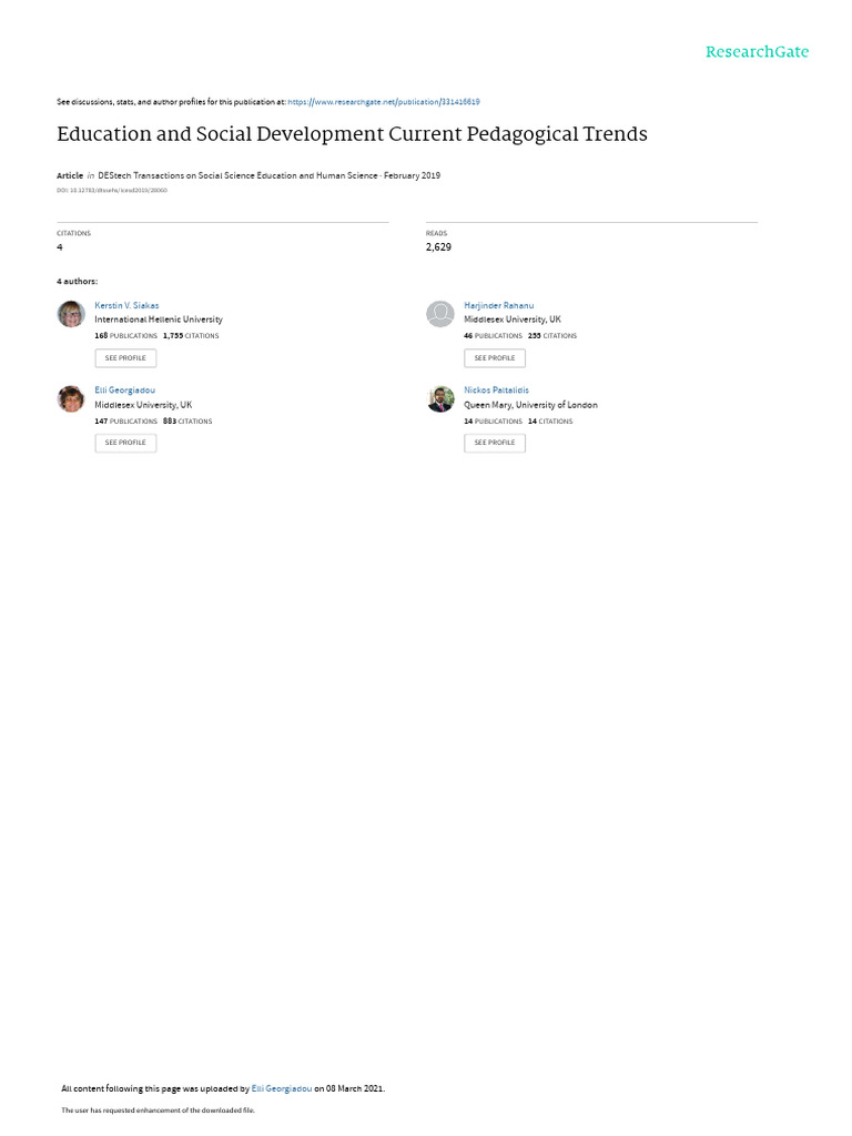 Education and Social Development Current Pedagogic | PDF