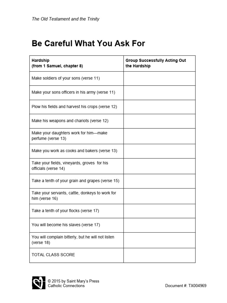 TX004969 2 B Handout Be Careful What You Ask For-Final | PDF
