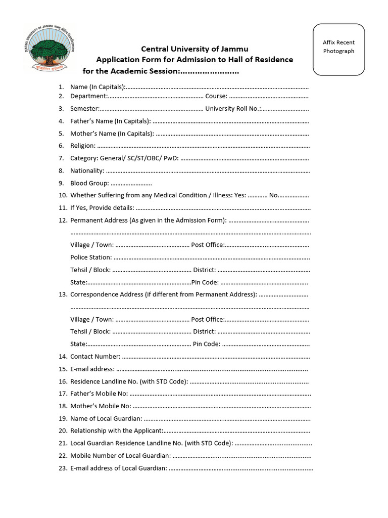 Hostel Form | PDF