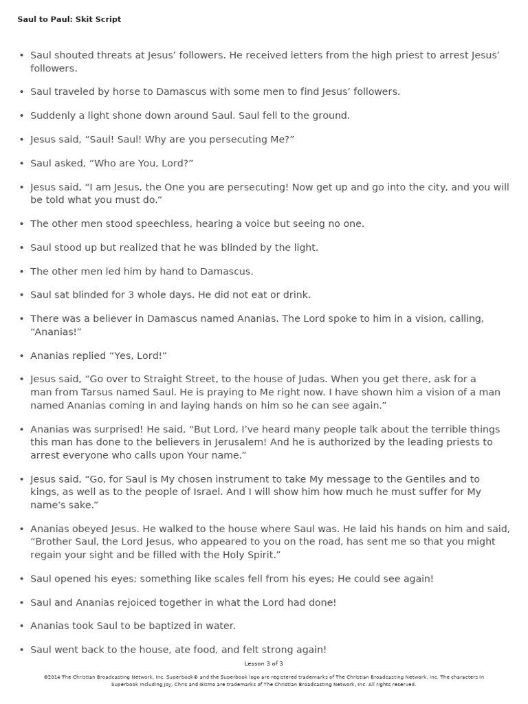 Saul To Paul Skit Script | PDF