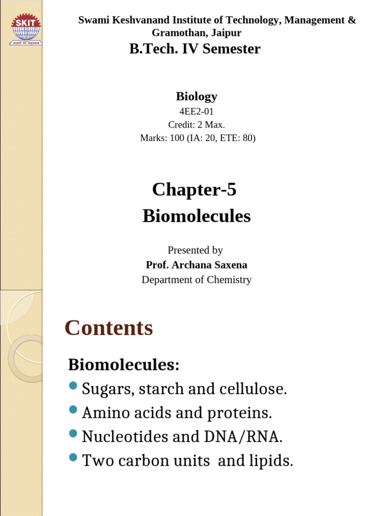 Chapter 5 Biomolecules 1 | PDF