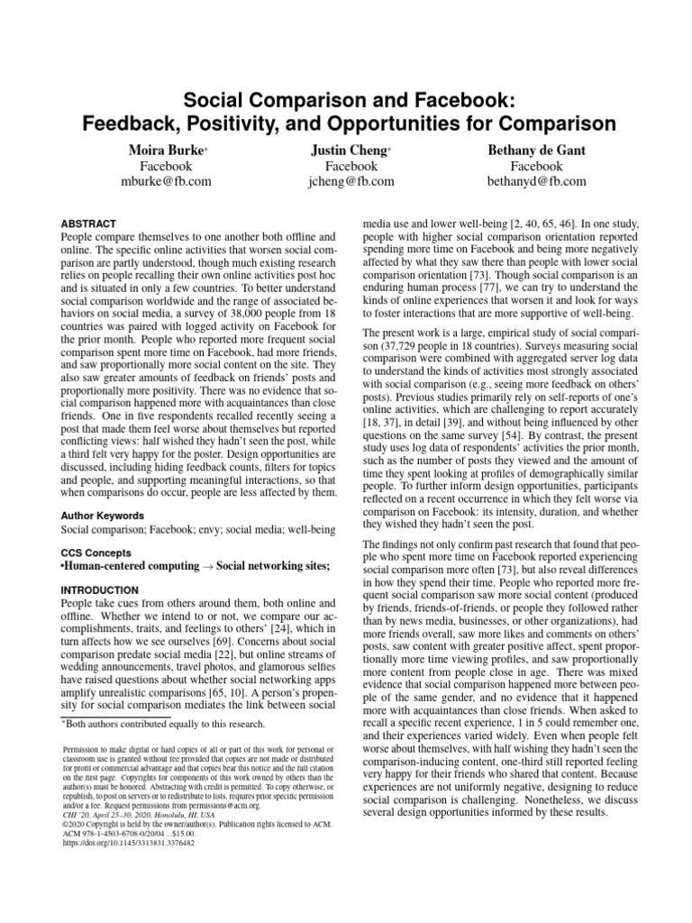Burke Social Comparison Chi2020 | PDF