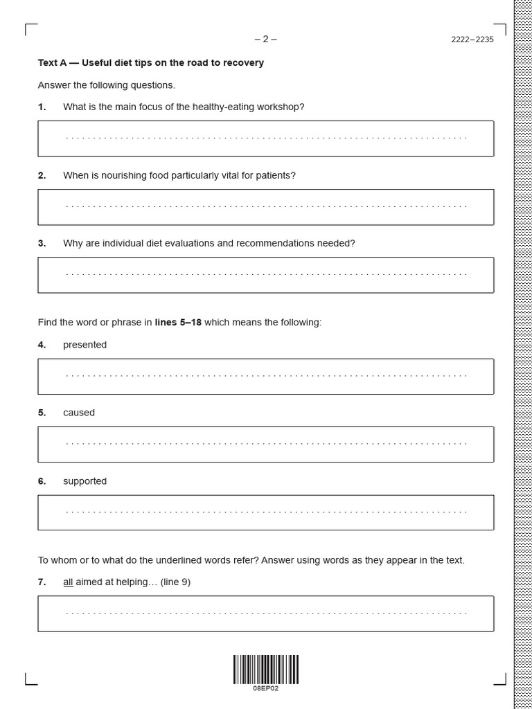 English - B - Paper - 2 - Reading - Comprehension - Question - Booklet ...