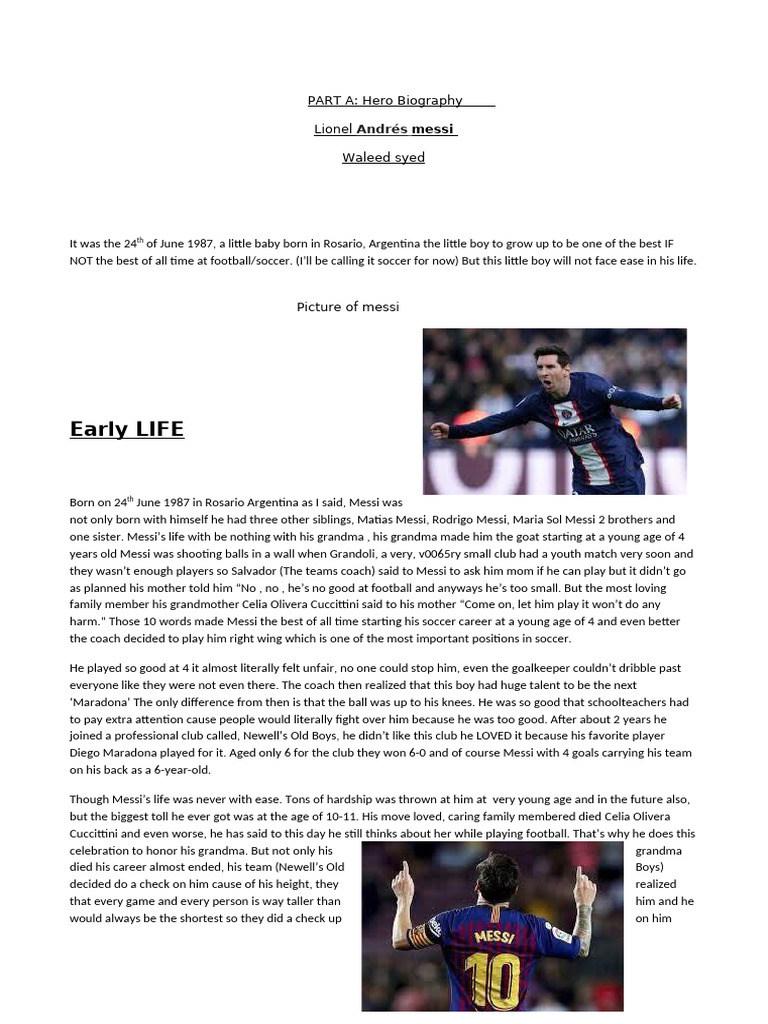 Lionel Messi Hero Biography Part A | PDF