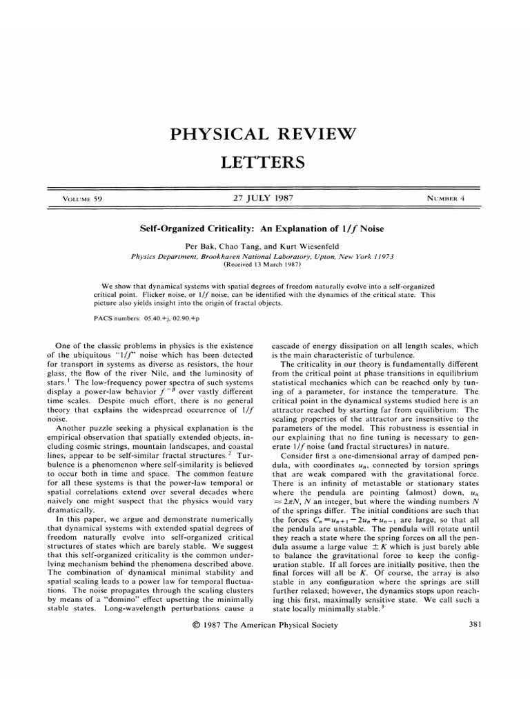 Per Bak 1987 | PDF