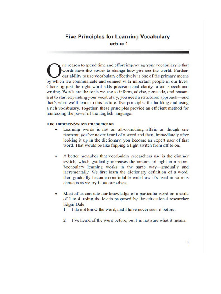 Five Principles of Learning Vocabulary | PDF