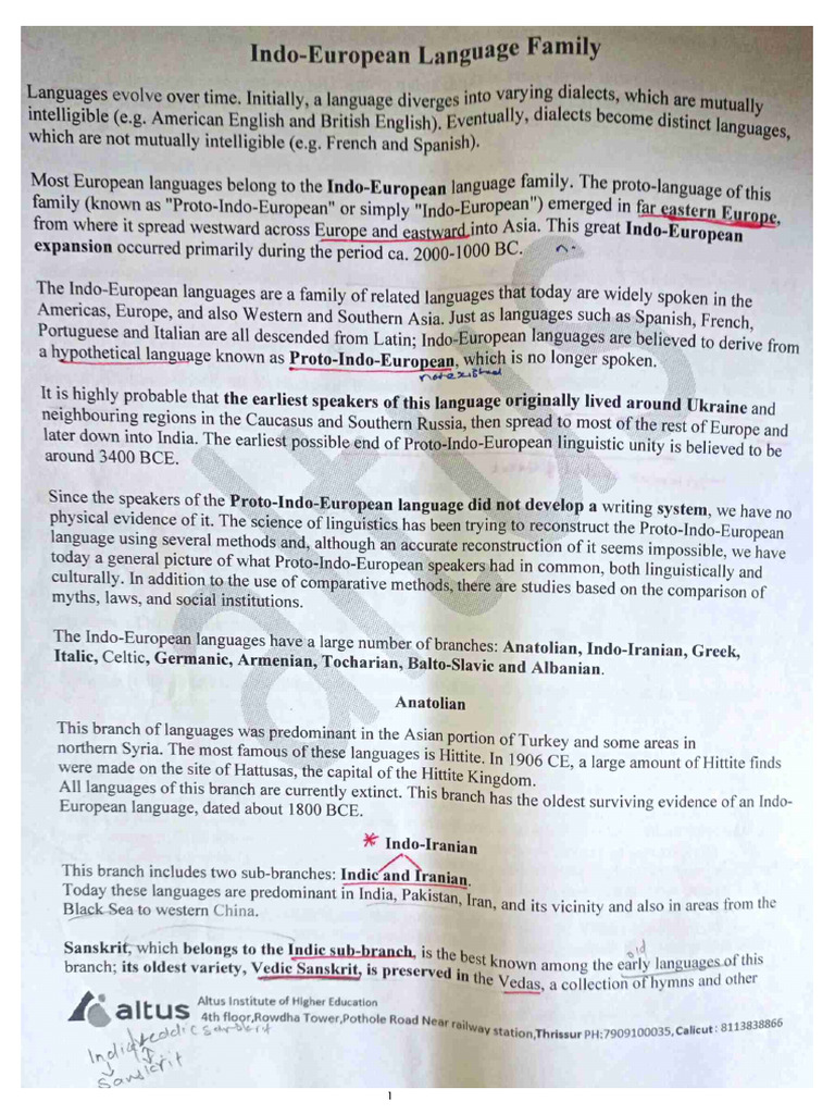 Indo European Language Family | PDF