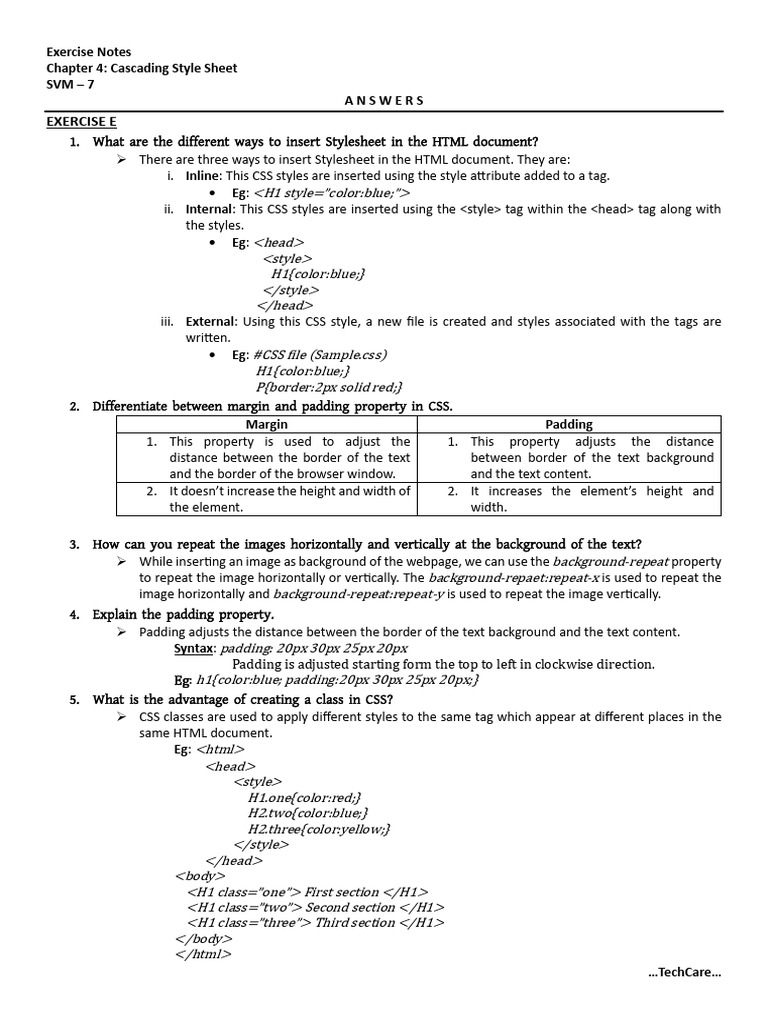 Exercise Notes - Chp4 | PDF