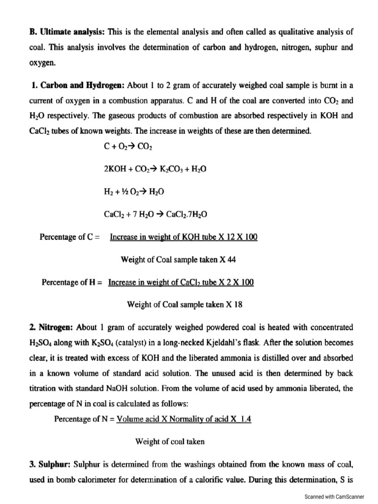 Ultimate Analysis of Coal | PDF