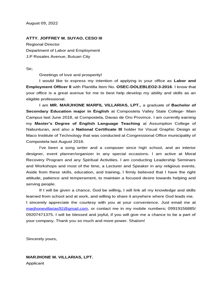 DOLE Application Form | PDF