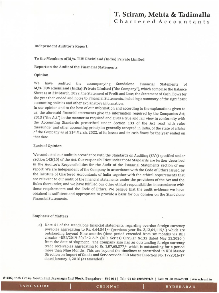 Signed Standalone - Financial 2021-22 | PDF