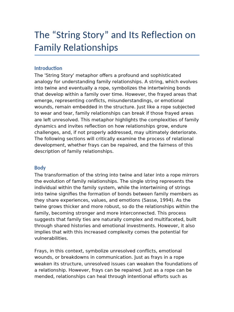 String Story Family Relationships Essay | PDF