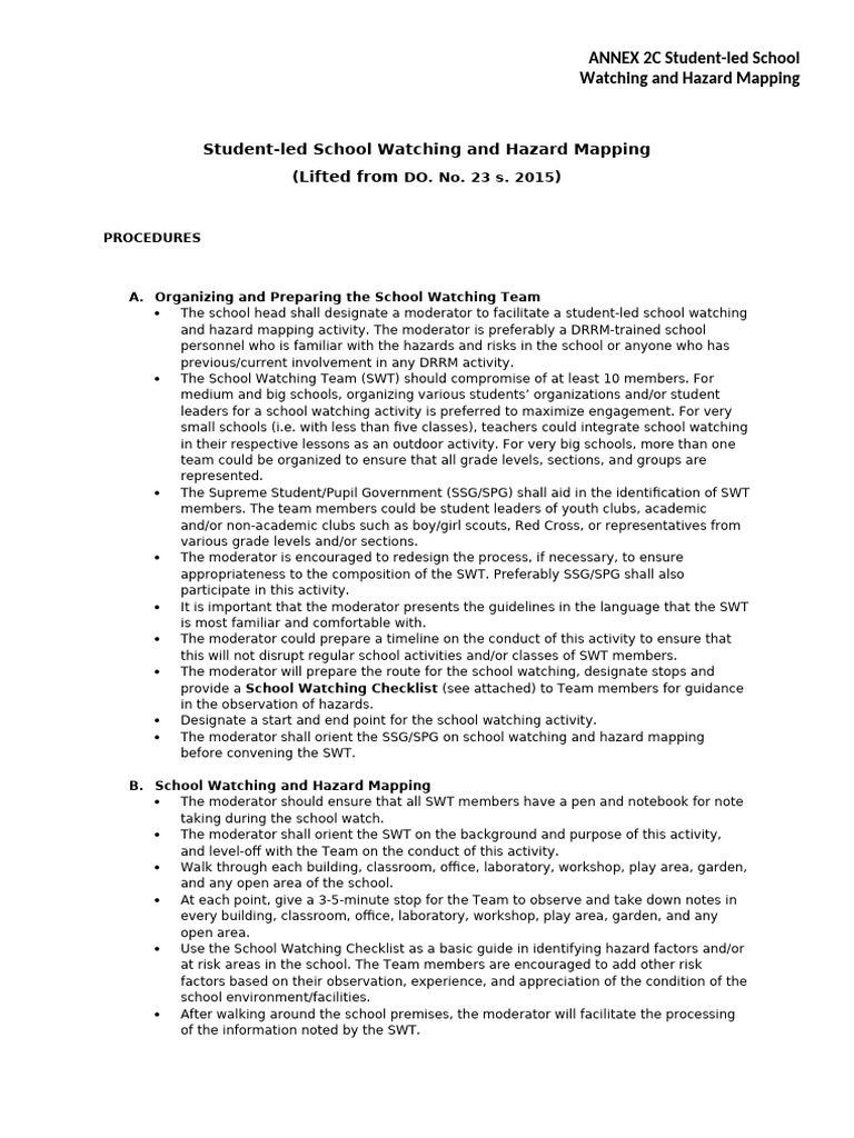 Sip - Annex - 2c - Student-Led - School - Watching - and - Hazard ...