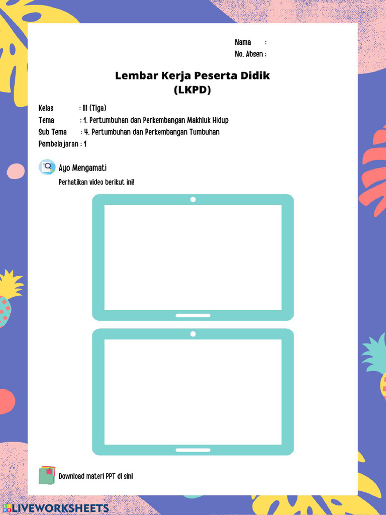 LKPD Kelas 3 Tema 1 Sub 4 Pemb 1 | PDF
