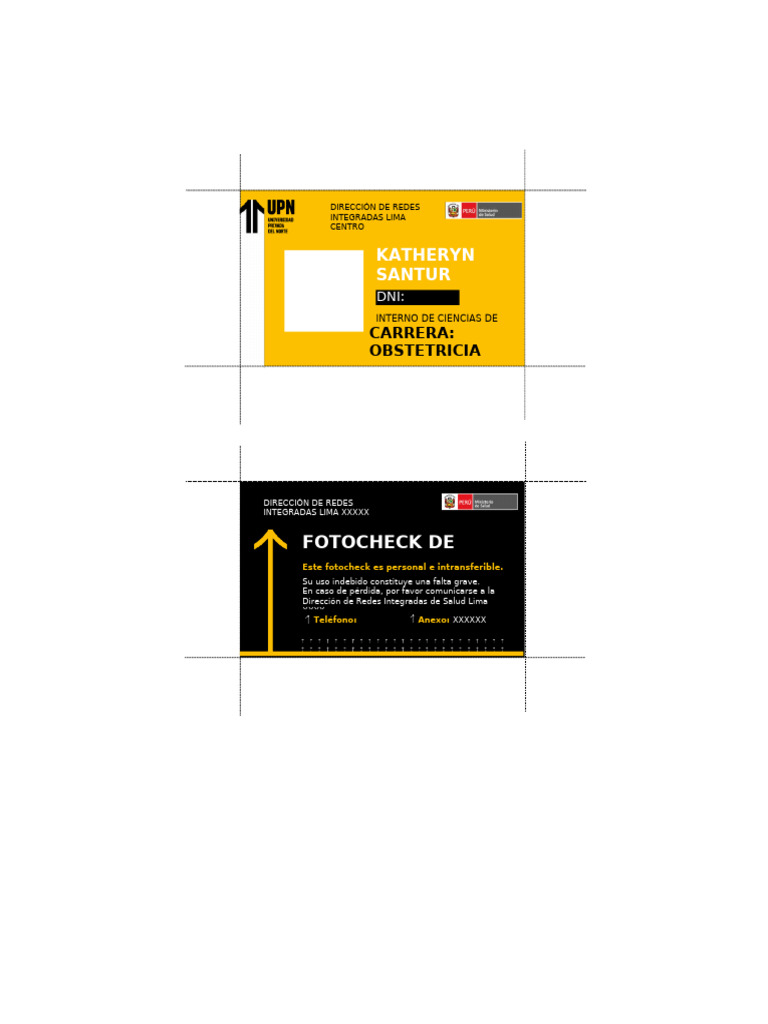 Fotocheck Internado MINSA | PDF
