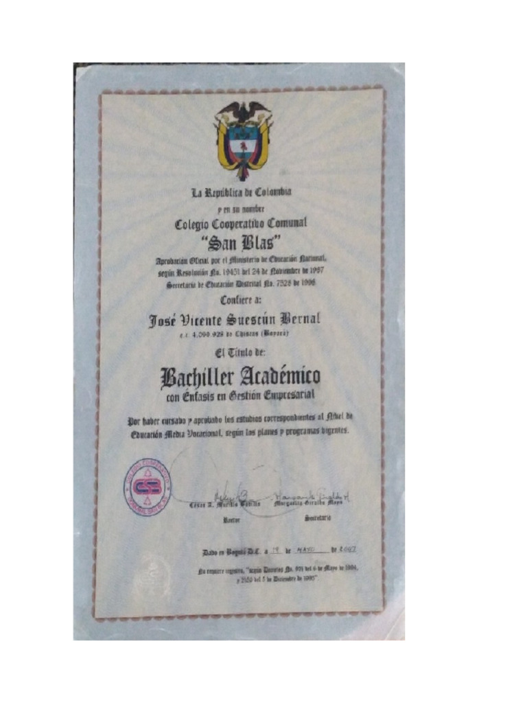 Diploma de Bachiller | PDF