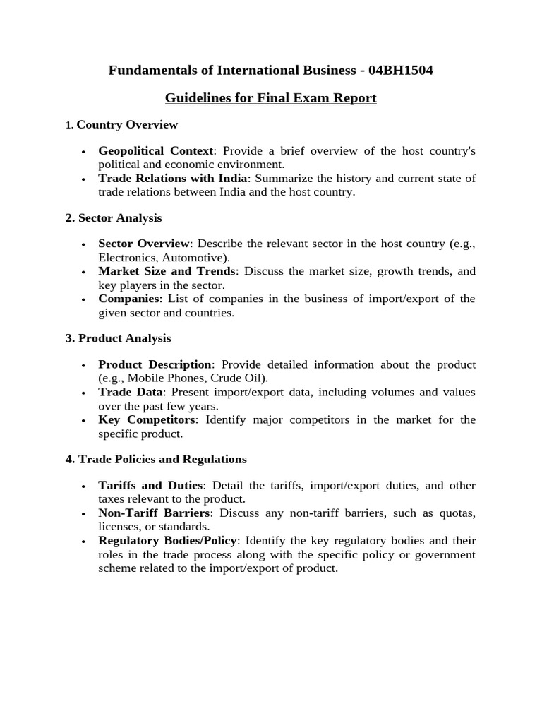 Final Exam Report Guidelines | PDF | Non Tariff Barriers To Trade ...