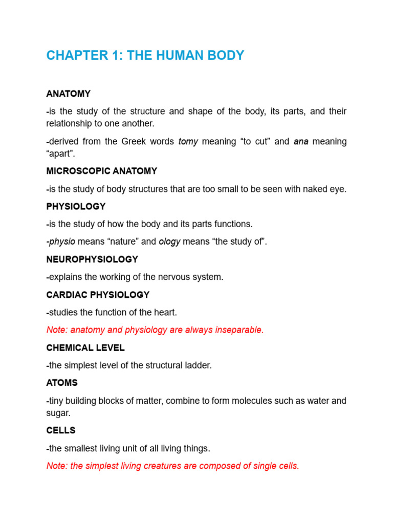 Anaphy Reviewer Chapter One | PDF