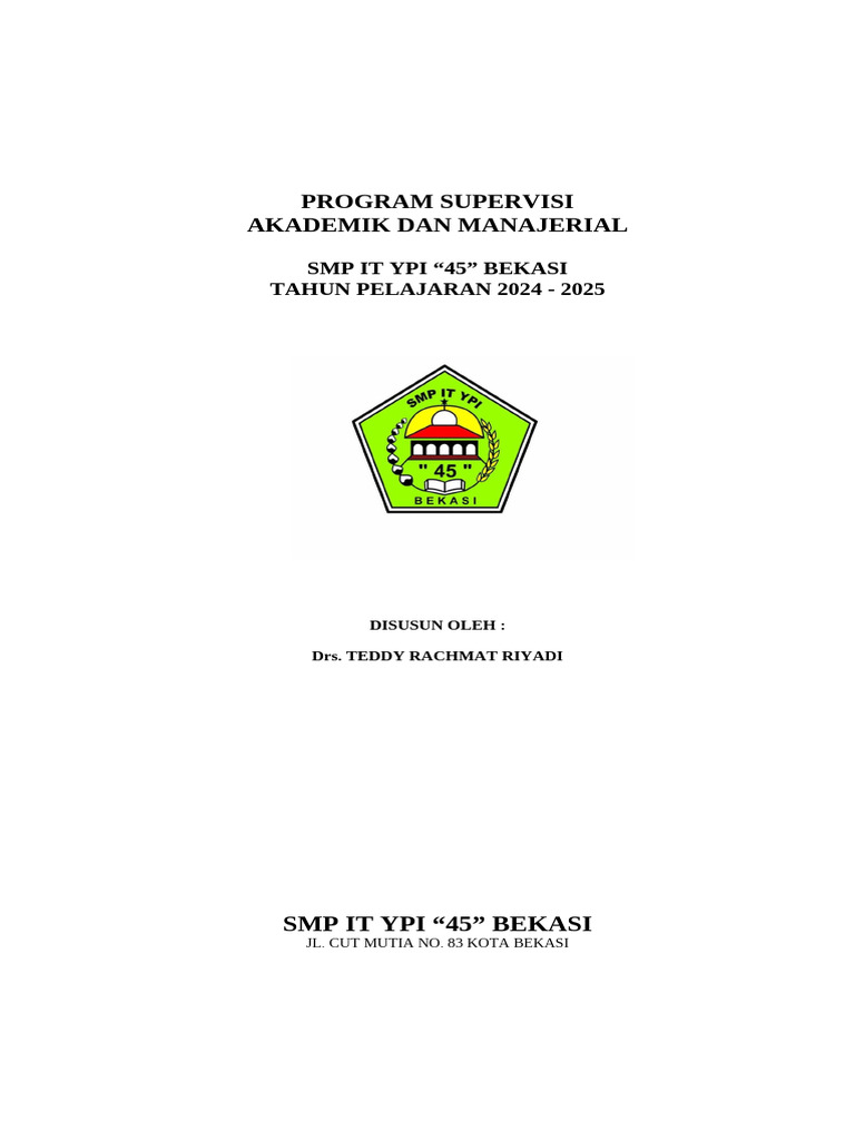 Program Supervisi Kepala Sekolah YPI | PDF