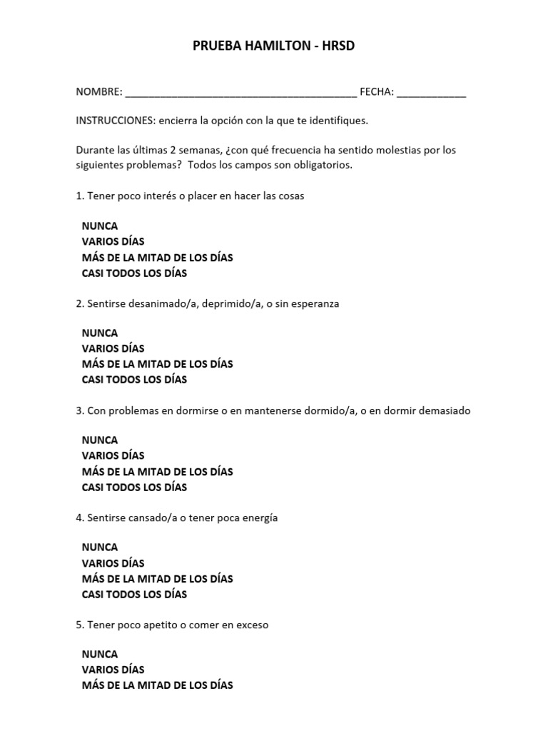 Test Beck Depresion | PDF