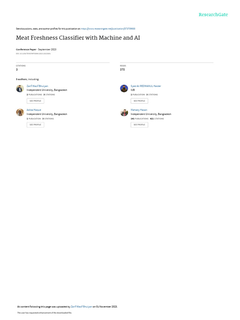 Meat Freshness Classifier With Machine and AI | PDF