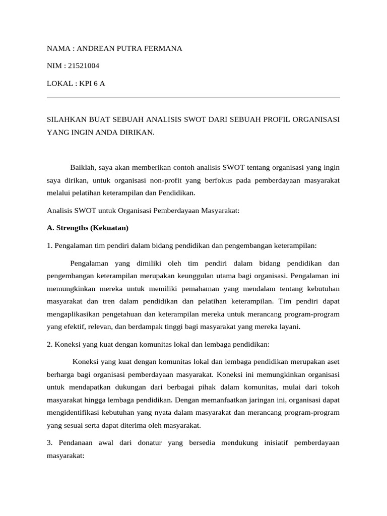 Andrean Putra (Swot) | PDF