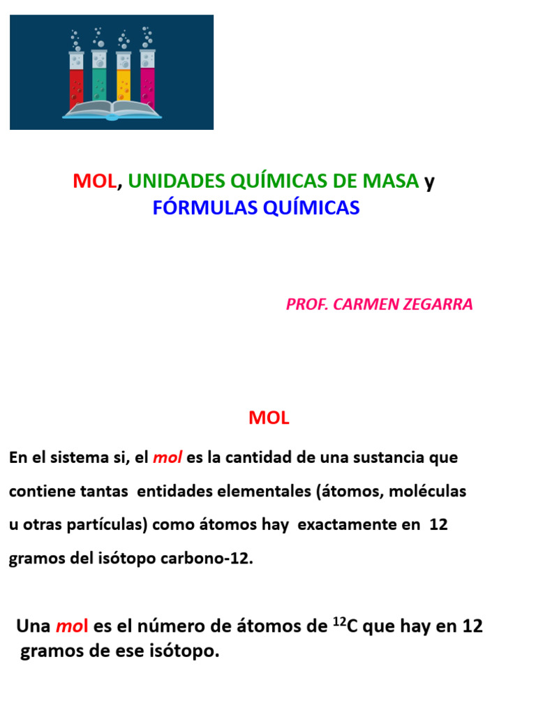 Mol-Unidades de Masa Química-Fórmulas Químicas | PDF
