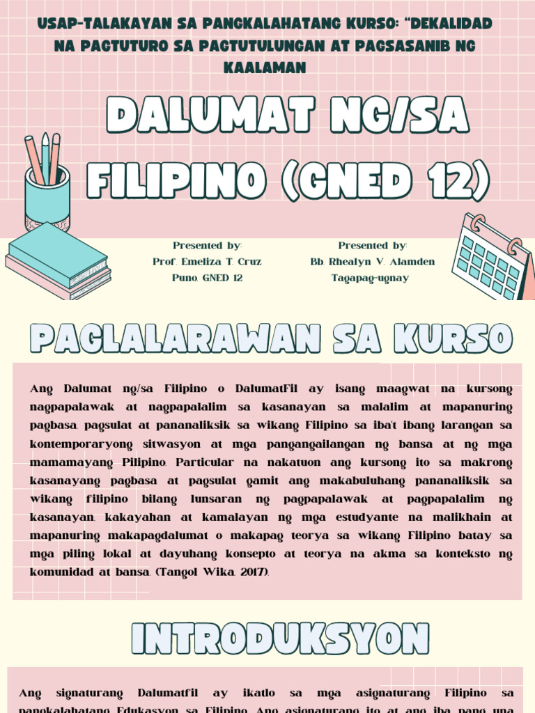 GNED 12 Dalumat Ngsa Filipino | PDF | Lexicology | Language Arts & Discipline
