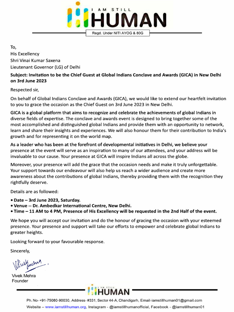 LG Delhi GICA Invitation | PDF