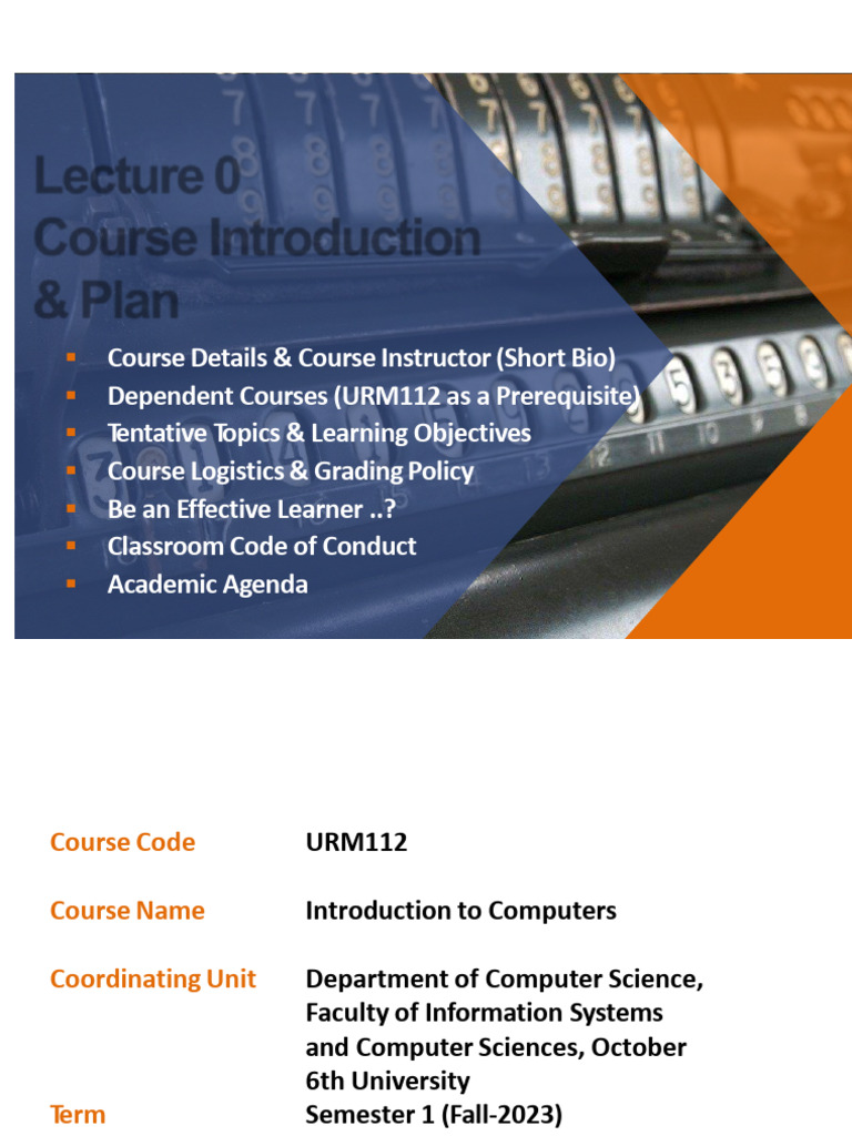 URM112 Intro. To CS (Lecture 0 - Fall 2022) | PDF