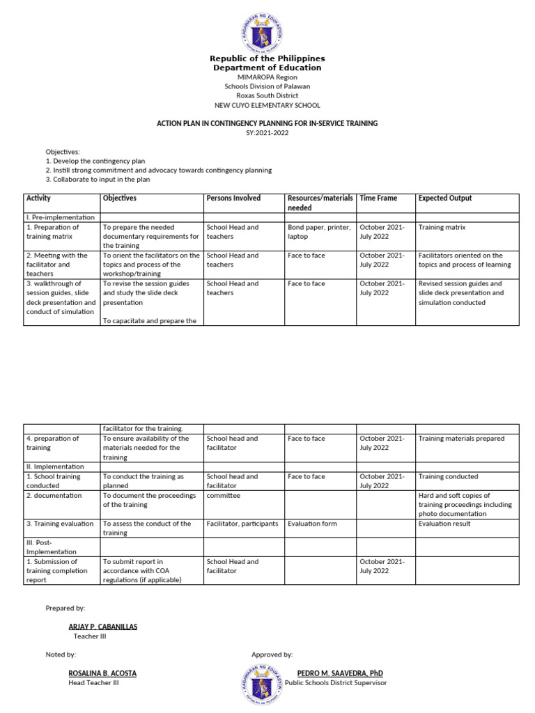 Action Plan and Matrix-1 | PDF