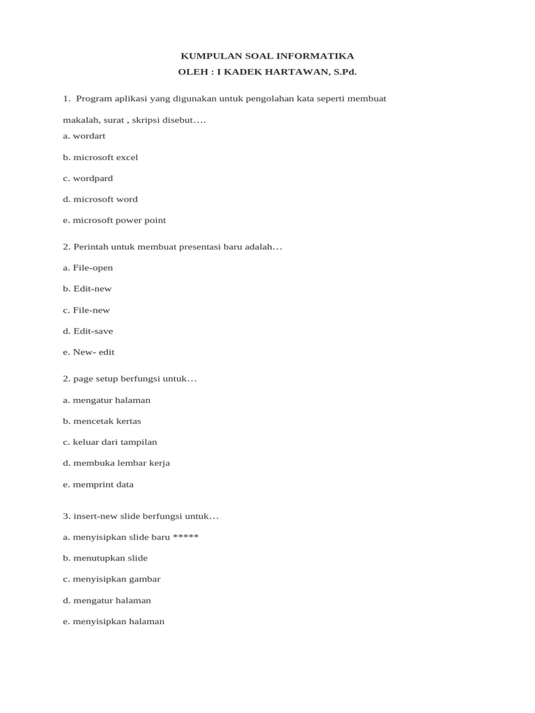 Kumpulan Soal Informatika X | PDF