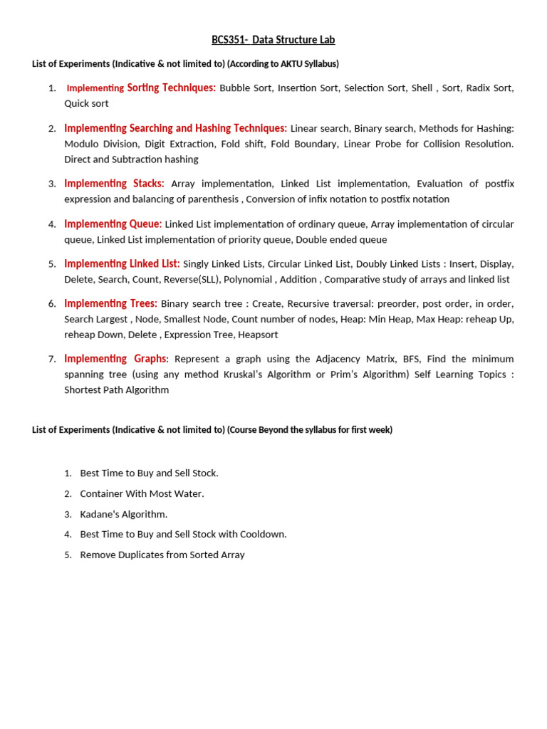 Data Structure Lab | PDF