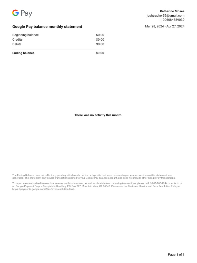 Google Pay Balance | PDF