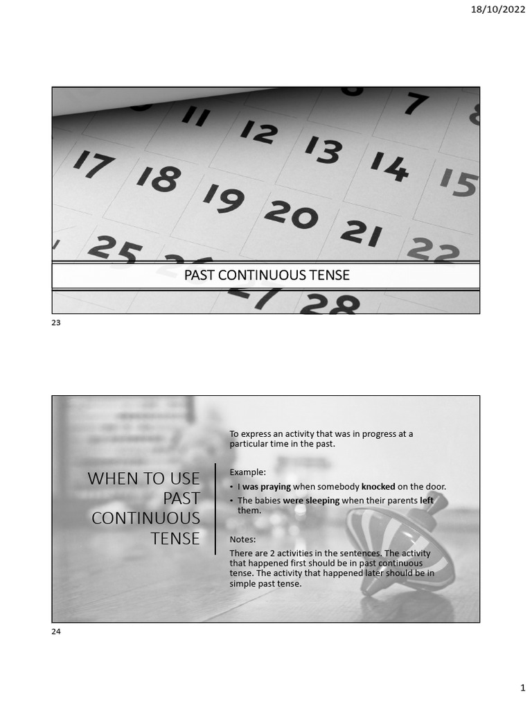 Past Continuous Tense Notes | PDF