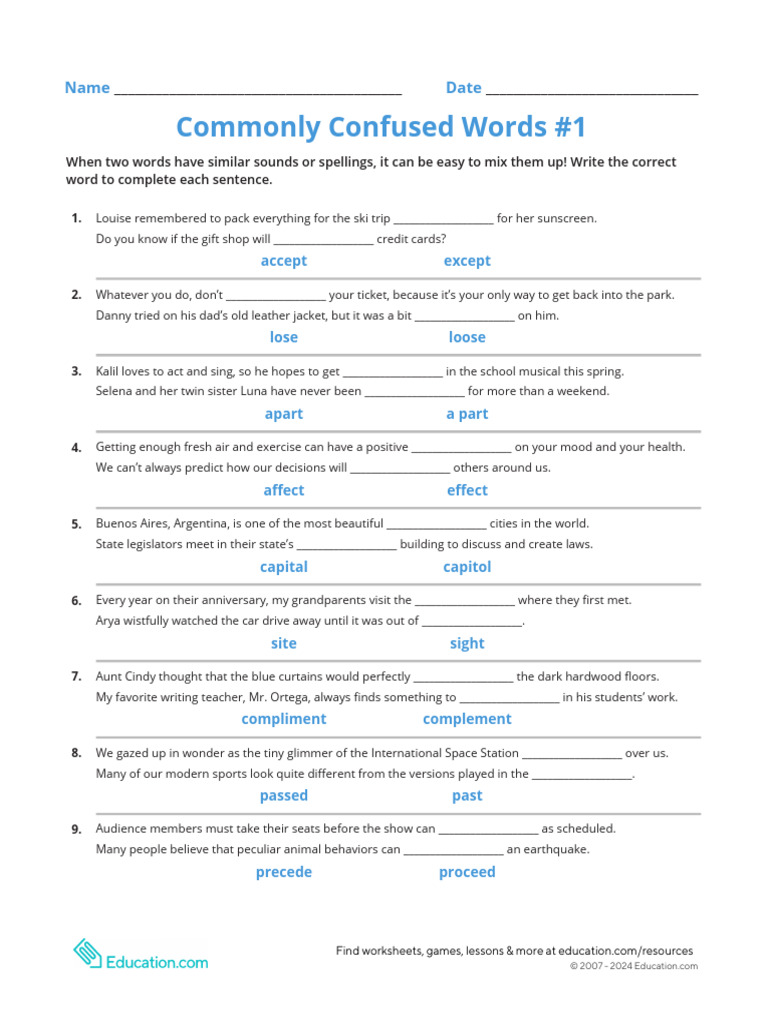 Commonly Confused Words | PDF