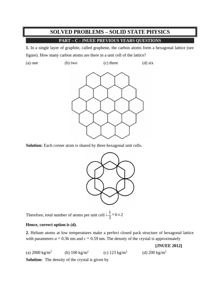 JNUEE - Solid State Physics | PDF