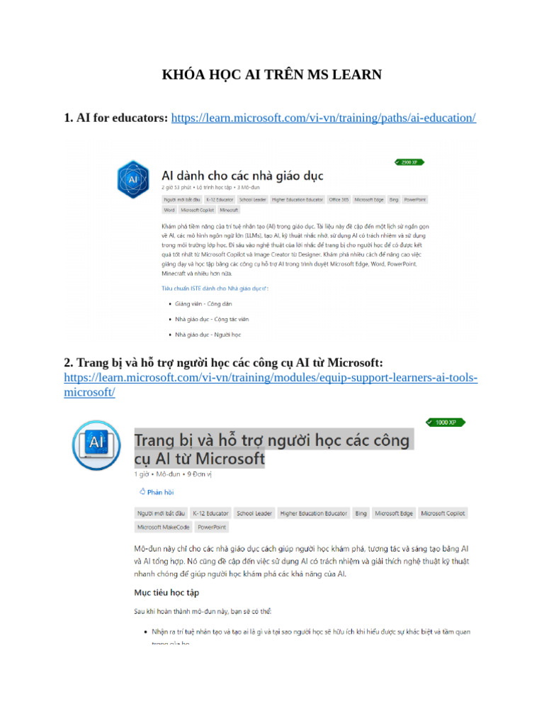 Khóa Học Ai Trên MS Learn | PDF