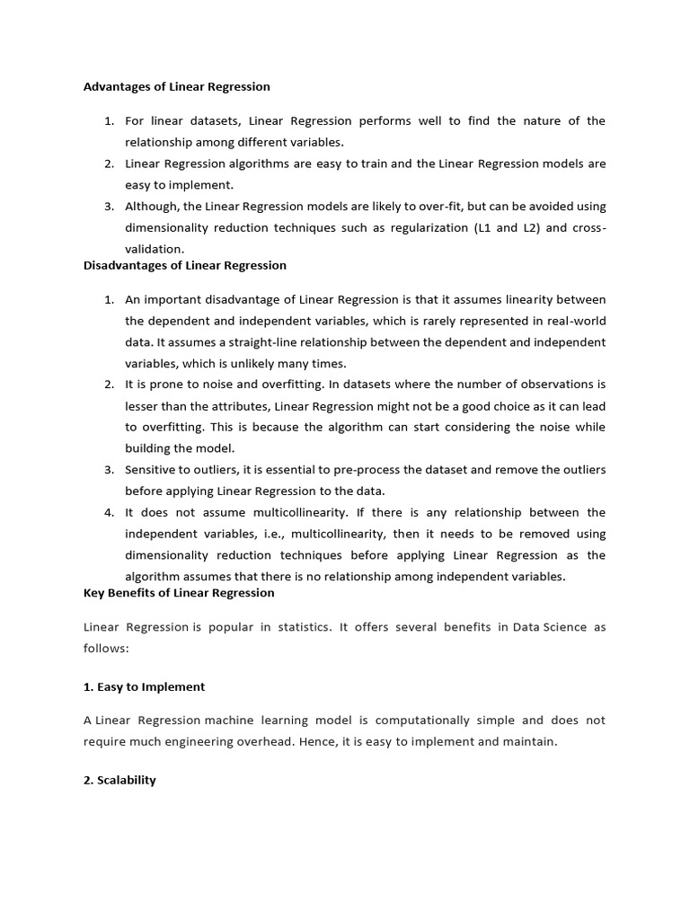 Advantages of Linear Regression | PDF