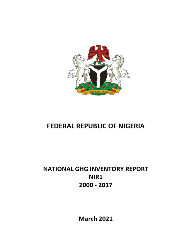 NIGERIA NIR1 - First National GHG Inventory Report | PDF