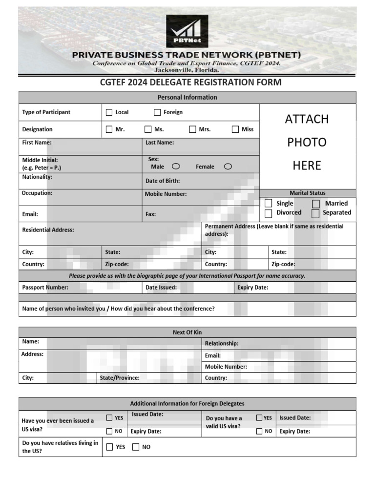Cgtef 2024 Delegate Registration Form | PDF